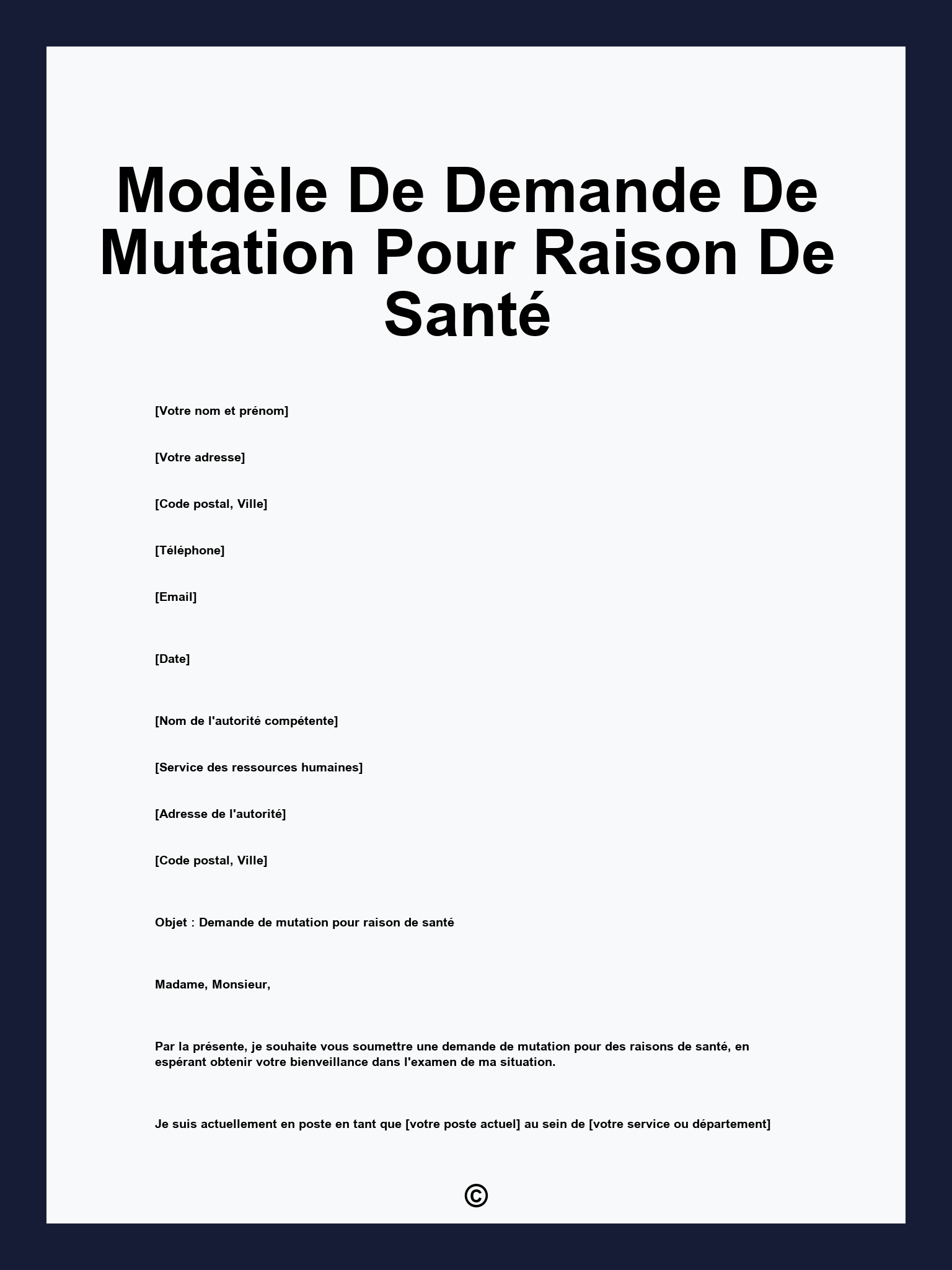 Modèle De Demande De Mutation Pour Raison De Santé