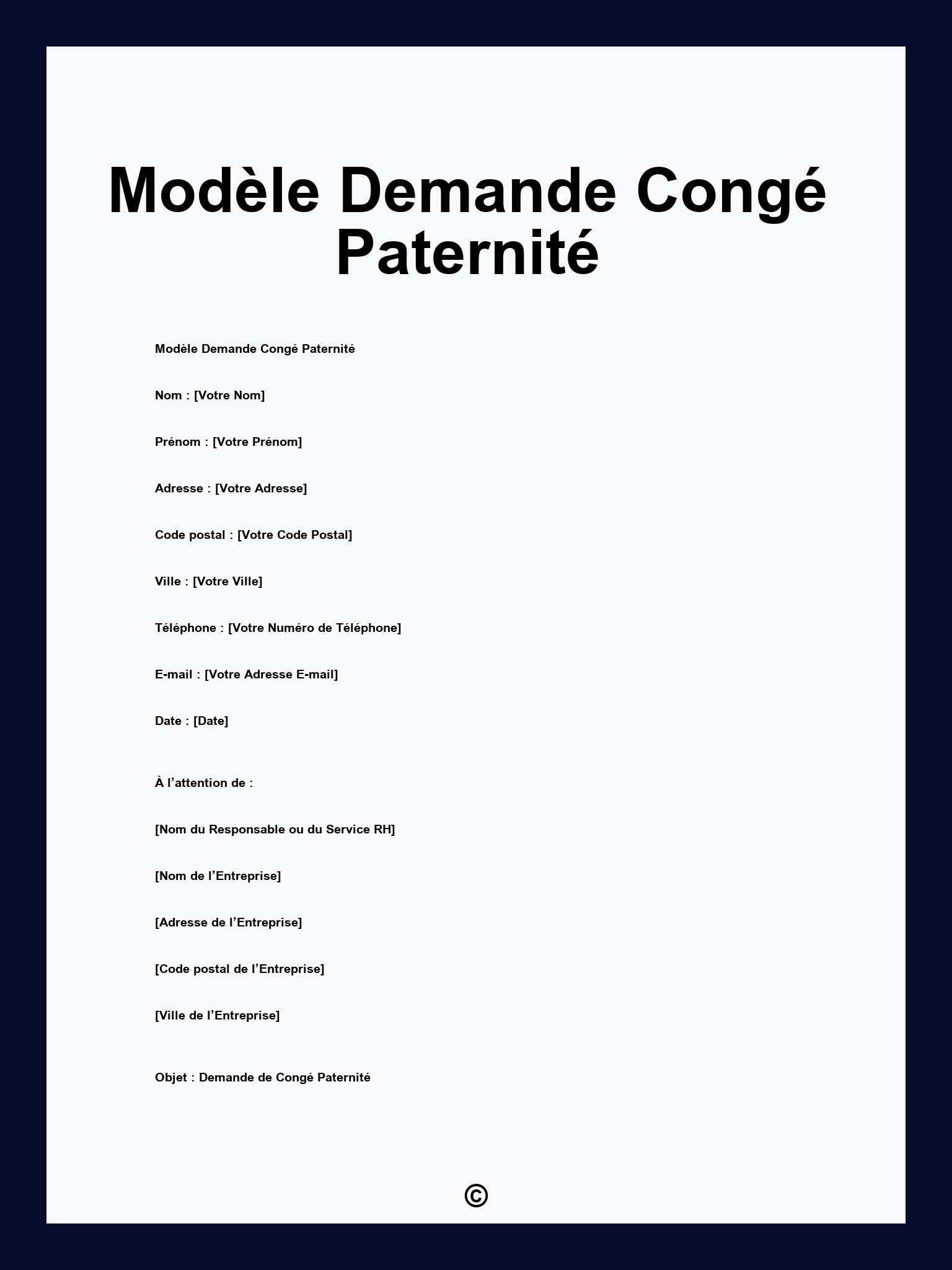 Modèle Demande Congé Paternité