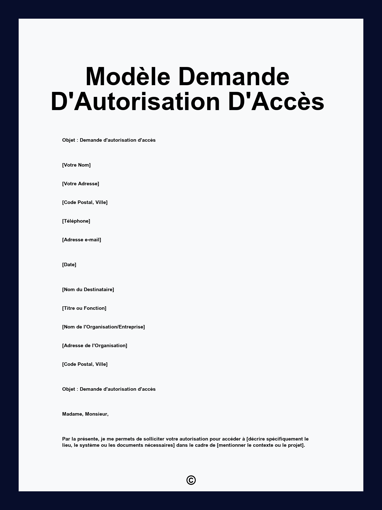 Modèle Demande D'Autorisation D'Accès