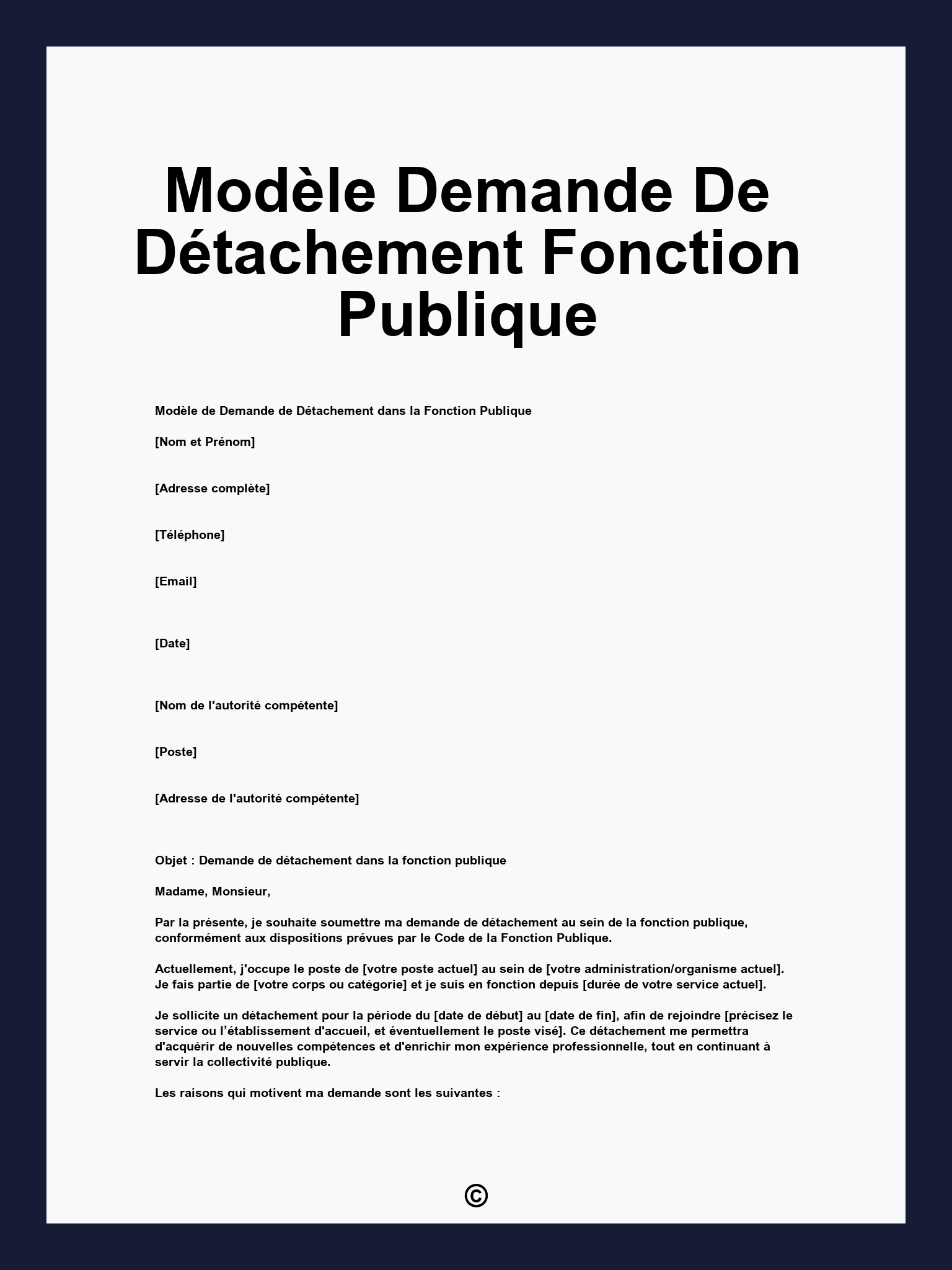 Modèle Demande De Détachement Fonction Publique