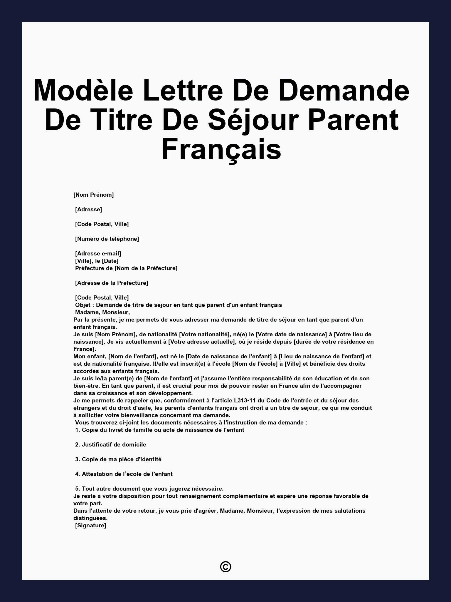 Exemple De Lettre De Demande De Renouvellement De Titre De